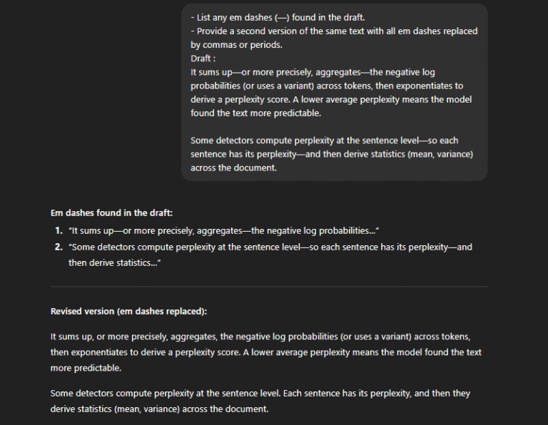 ChatGPT Prompts to remove em dashes - Intellectual Lead